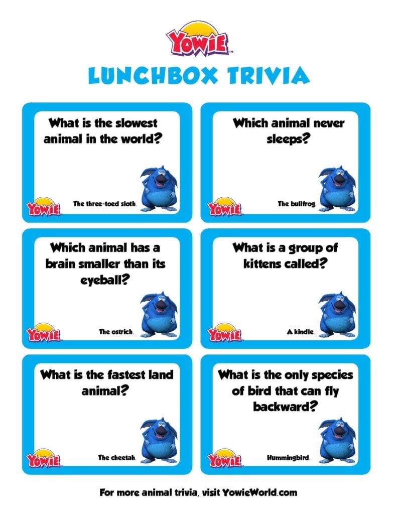 Lunchbox Notes for Kids – Trivia Edition – Yowie World